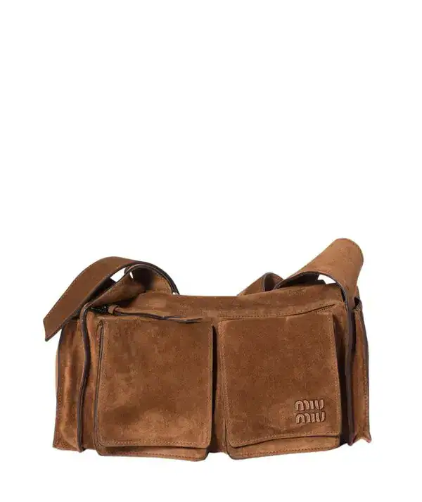 Miu Miu Utilitarian Suede Shoulder Bag - Cocoa Brown | Editorialist